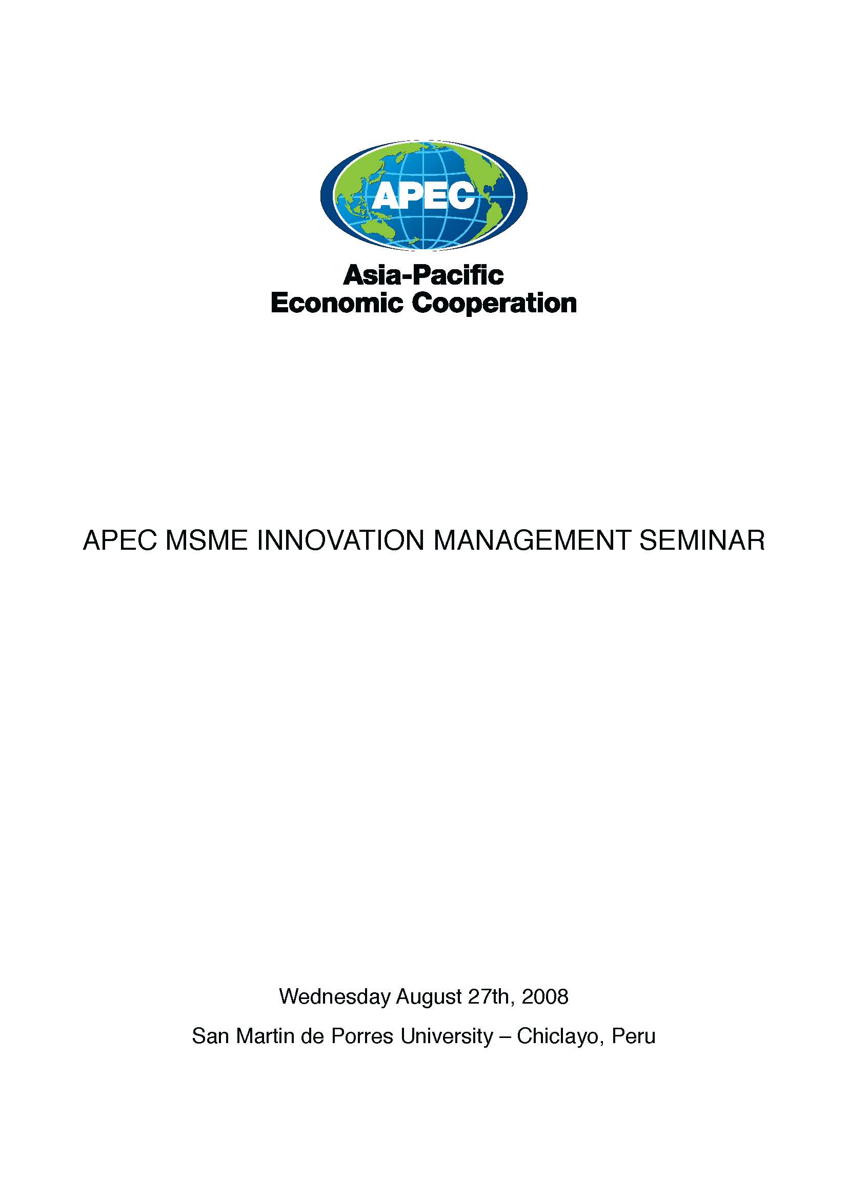 2008 APEC Micro Small and Medium Enterprises MSME Innovation Management ...
