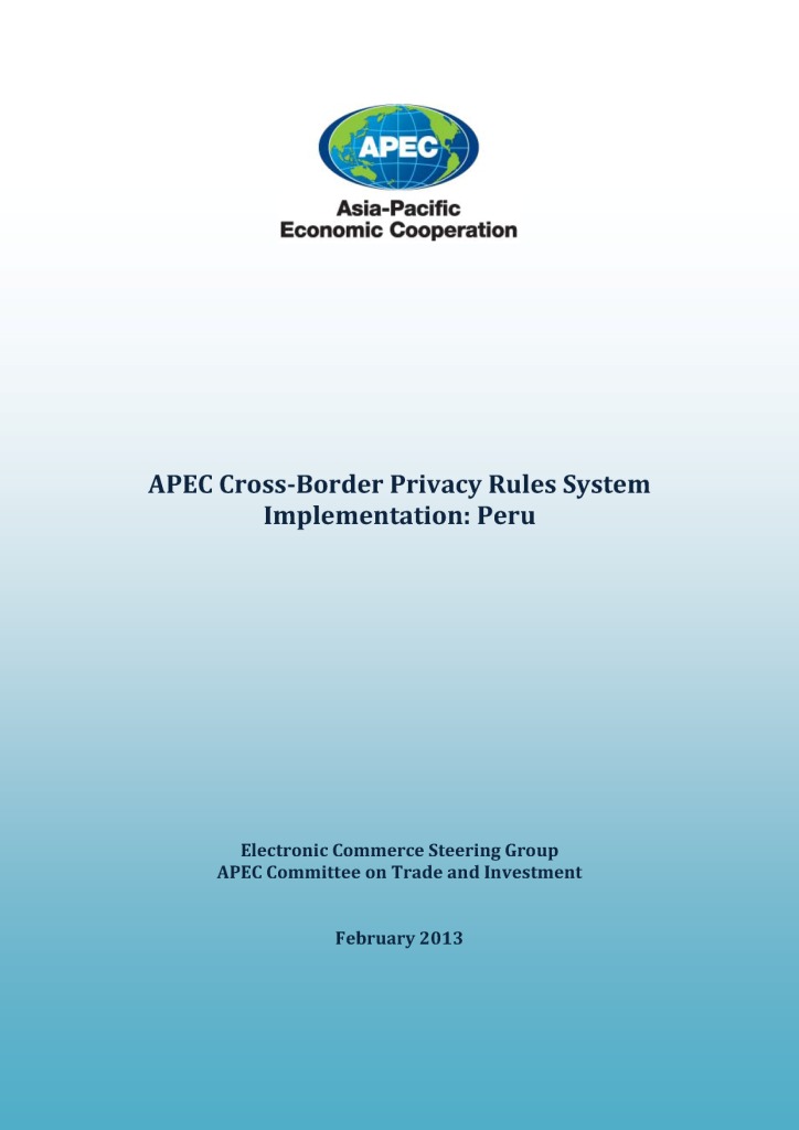APEC Cross Border Privacy Rules System Implementation Peru