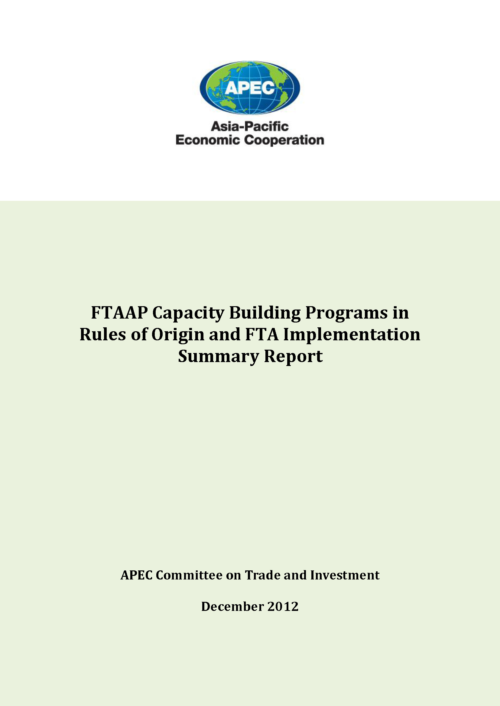 FTAAP Capacity Building Programs in Rules of Origin and FTA ...