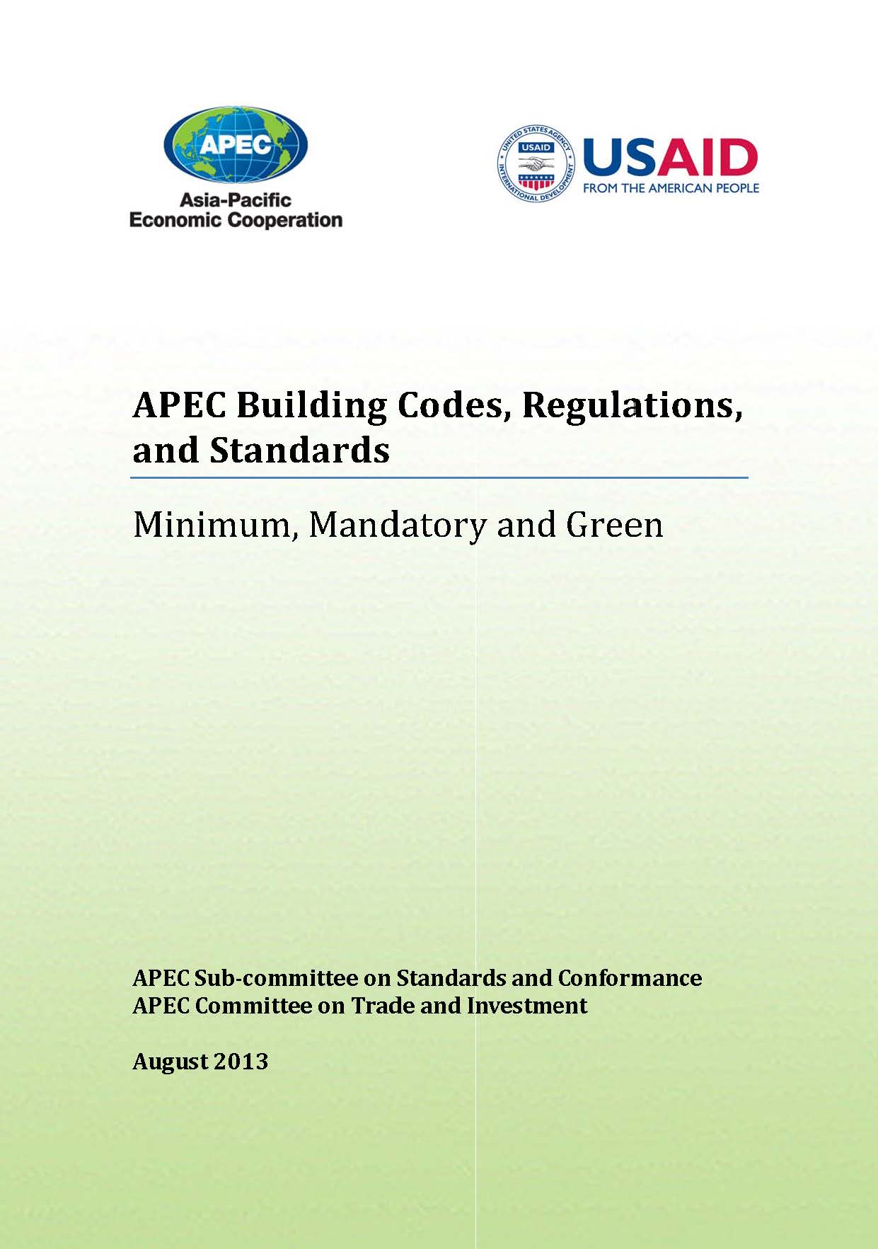 APEC Building Codes Regulations and Standards Minimum Mandatory and Green